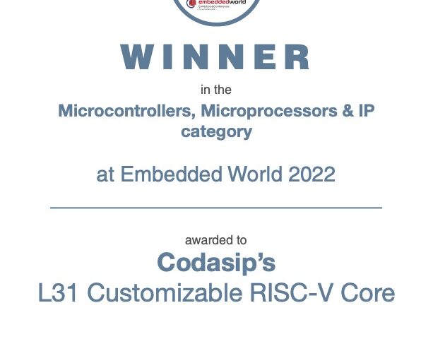 Codasip L31 Customizable Risc V Core Is An Embedded World Best In Show