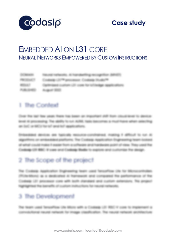 Neural networks empowered by custom instructions - Case study - Codasip